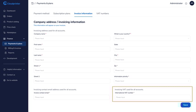 How do I submit my VAT ID to Cloudprinter.com?